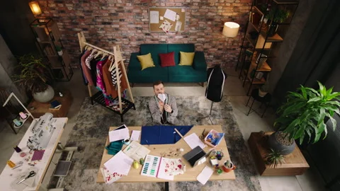 Top view. A man is in a very comfy and w... | Stock Video | Pond5