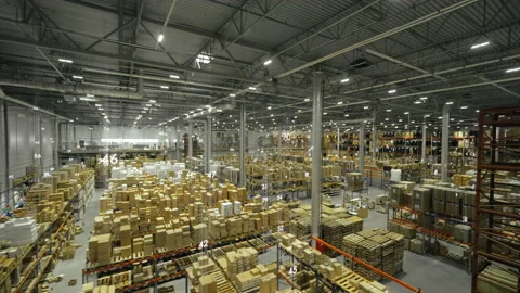 Top view of manufacture warehouse with l... | Stock Video | Pond5