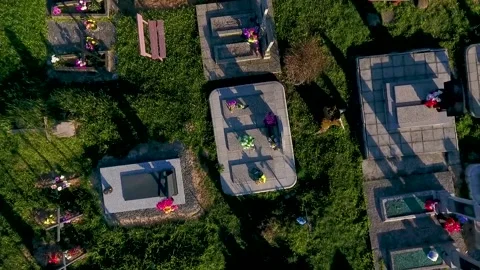 top view of many graves in the cemetery | Stock Video | Pond5
