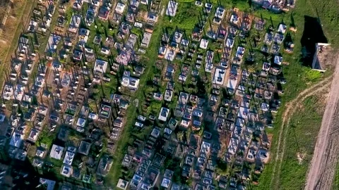 top view of many graves in the cemetery | Stock Video | Pond5