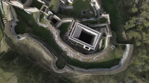 Top view of a medieval castle near the c... | Stock Video | Pond5