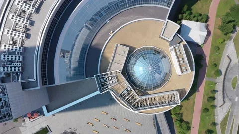Top view of modern building made of glas... | Stock Video | Pond5