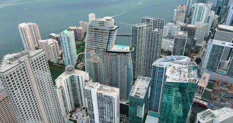 Top view of modern high-rise skyscrapers... | Stock Video | Pond5