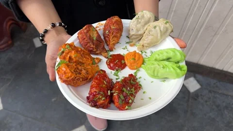 Top view of a Momo platter with 5 differ... | Stock Video | Pond5