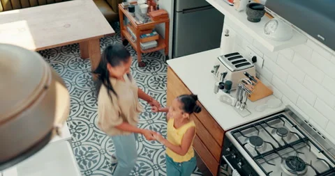 Top view, mother and girl dancing, home ... | Stock Video | Pond5