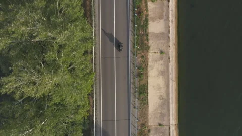 Top view to motorcyclist racing his moto... | Stock Video | Pond5