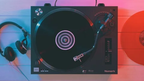 Top view of a musical DJ record player o... | Stock Video | Pond5