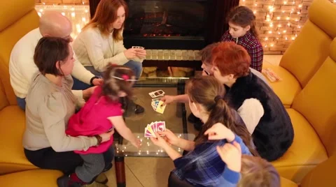 Top view of nine people playing card gam... | Stock Video | Pond5