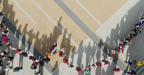top view over dancing people folk dance ... | Stock Video | Pond5