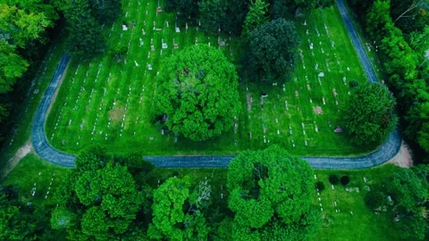 Top View over Green Graveyard Filed with... | Stock Video | Pond5