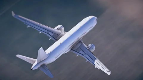 Top view of a passenger airplane flying ... | Stock Video | Pond5