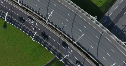 Top view at passenger cars and freight t... | Stock Video | Pond5