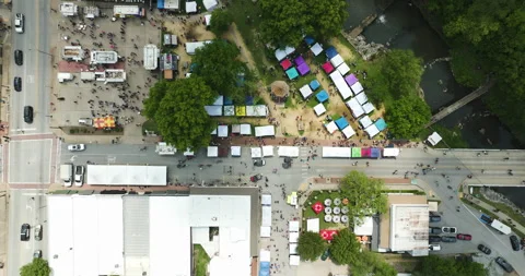 Top View Of People And Booths At 50th Do... | Stock Video | Pond5