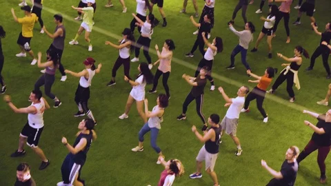 Top View of People Dancing on a Soccer F... | Stock Video | Pond5