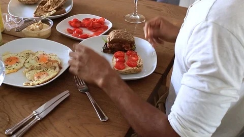 Top view of person eating a healthy meal... | Stock Video | Pond5