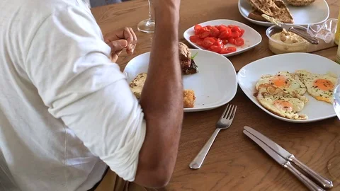 Top view of person eating a healthy meal... | Stock Video | Pond5