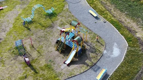 Top view of the playground with children | Stock Video | Pond5