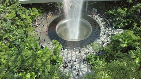 The top view of the Rain Vortex at Jewel... | Stock Video | Pond5