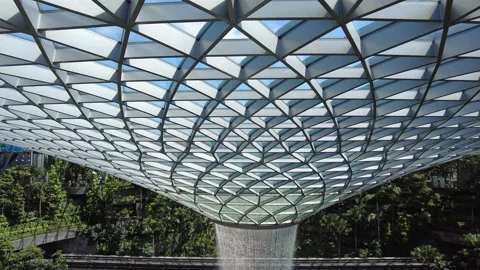 The top view of the Rain Vortex at Jewel... | Stock Video | Pond5