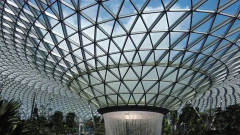 The top view of the Rain Vortex at Jewel... | Stock Video | Pond5