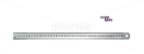 Top view realistic metal centimeters ruler, measuring tool isolated on ...