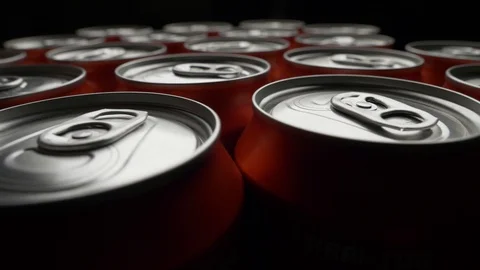 top view of red can of soda or beer rota... | Stock Video | Pond5