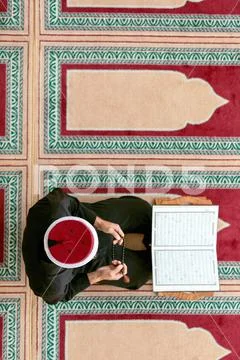 Top view of a religious muslim man praying inside the mosque Stock ...