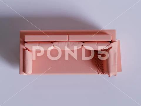 Top view render with a sofa color: Royalty Free #248298926