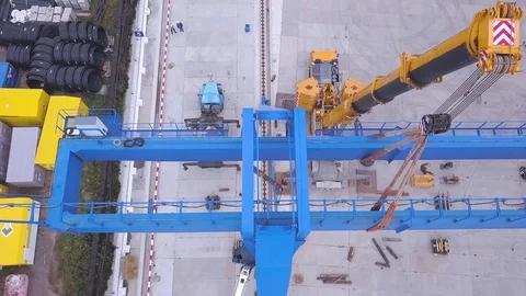 Top view of the repair gantry crane. Cli... | Stock Video | Pond5