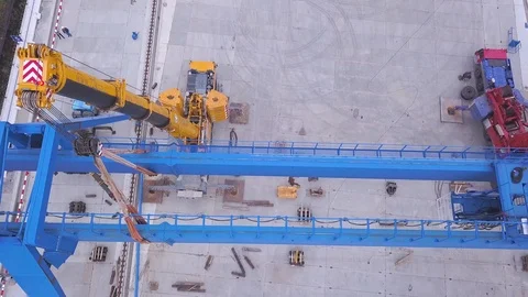 Top view of the repair gantry crane. Cli... | Stock Video | Pond5