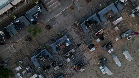 Top view of the restaurant terrace on th... | Stock Video | Pond5