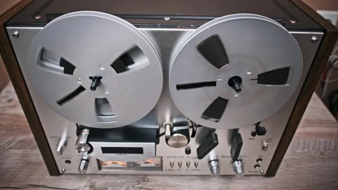 Top view of retro reel-to-reel tape reco... | Stock Video | Pond5