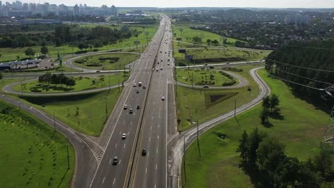Top view of the ring road and the fork w... | Stock Video | Pond5