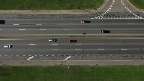 Top view of the ring road with cars in t... | Stock Video | Pond5