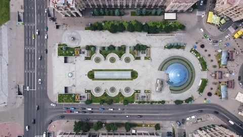 Top view of the road and pedestrian area... | Stock Video | Pond5