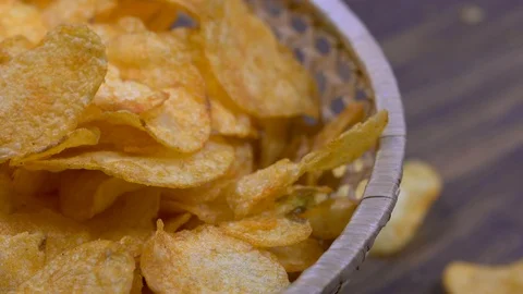 Top view of rotating potato chips | Stock Video | Pond5