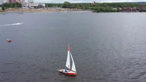 Top view of sailing yacht. Sailing regat... | Stock Video | Pond5