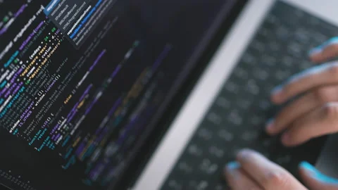 Top view of screen with code | Stock Video | Pond5