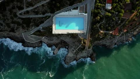 Top View Of Seafront Pool At The Luxury ... | Stock Video | Pond5