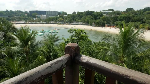 top view of sentosa sea sand beach | Stock Video | Pond5