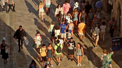 Top view shot of crowd of people walking... | Stock Video | Pond5