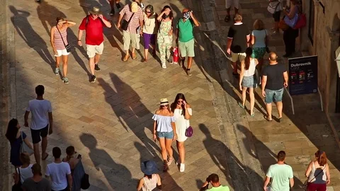 Top view shot of crowd of people walking... | Stock Video | Pond5