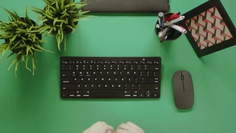 Top view shot of man typing on keyboard ... | Stock Video | Pond5
