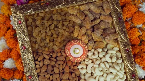 Top view shot of a rotating golden tray ... | Stock Video | Pond5