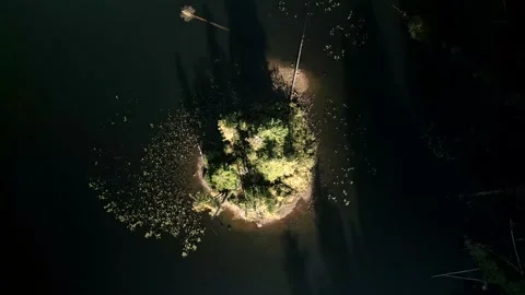 Top view of a single tree on a small isl... | Stock Video | Pond5
