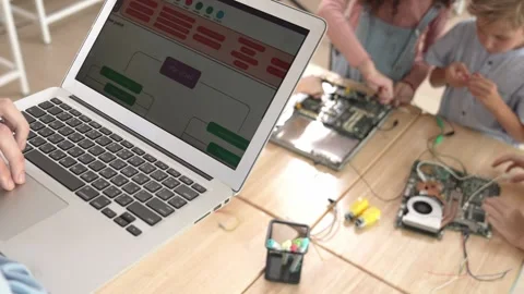 Top view of smart teacher coding prompt ... | Stock Video | Pond5