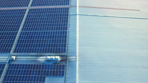 Top view of a solar power station on bui... | Stock Video | Pond5