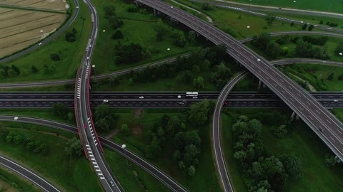 Top view static shot huge modern road ju... | Stock Video | Pond5