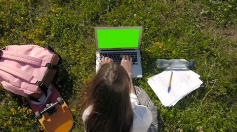 Top View of a Student Using Laptop With ... | Stock Video | Pond5
