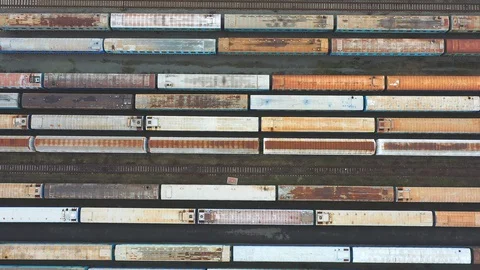 Top view of a sump of railway cars and t... | Stock Video | Pond5